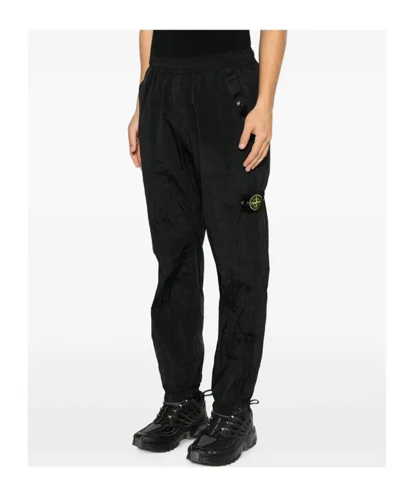 Stone Island Logo-patch Crinkled Track Pants