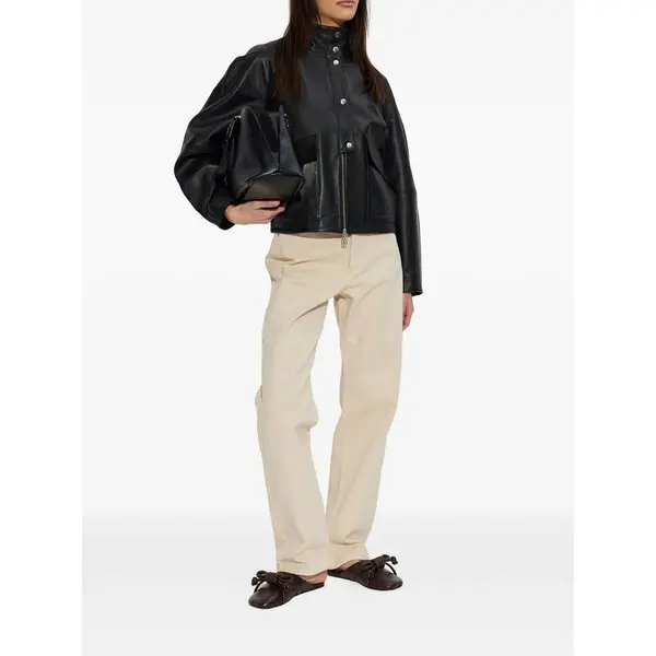 BY MALENE BIRGER High-neck Leather Jacket With Silver Hardware - Black