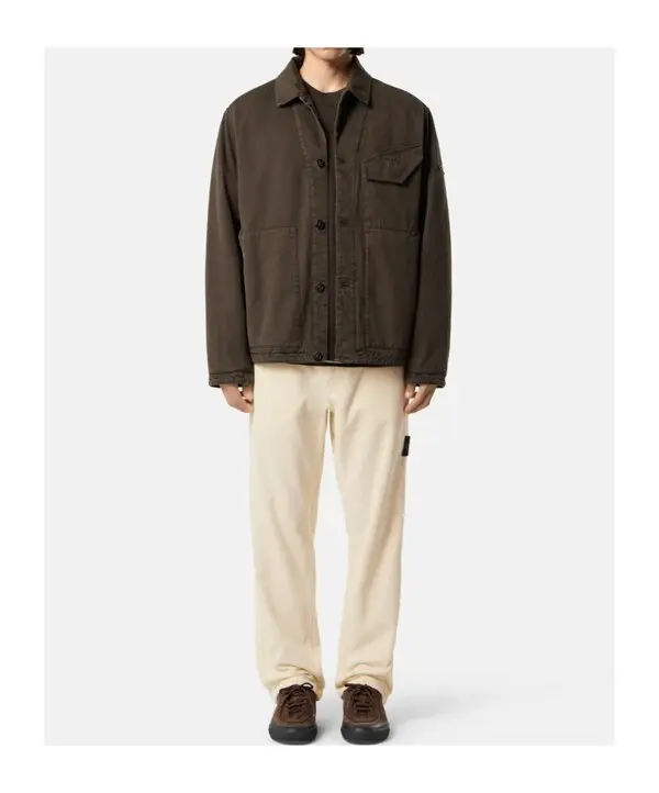 Stone Island Corduroy Trousers With Compass Motif