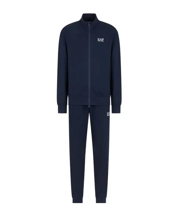 EA7 Logo Printed Zipped Track Suit - Blue
