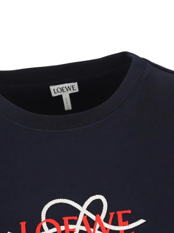 Loewe Logo Embroidered T-shirt - Black