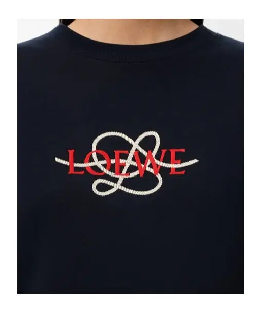 Loewe Logo Embroidered T-shirt - Black