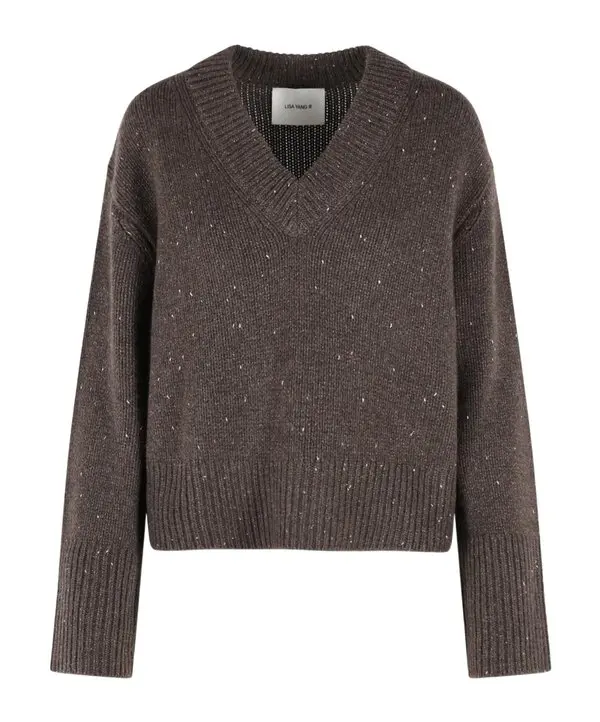 LISA YANG V-neck Ribbed Jumper - Brown