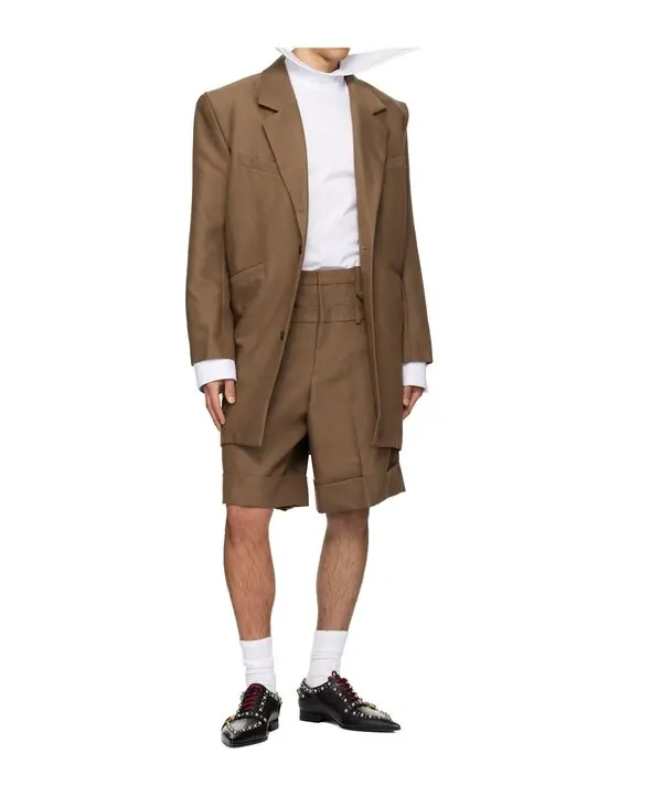 EGONLAB Double Waist Wool Belt Loop Shorts