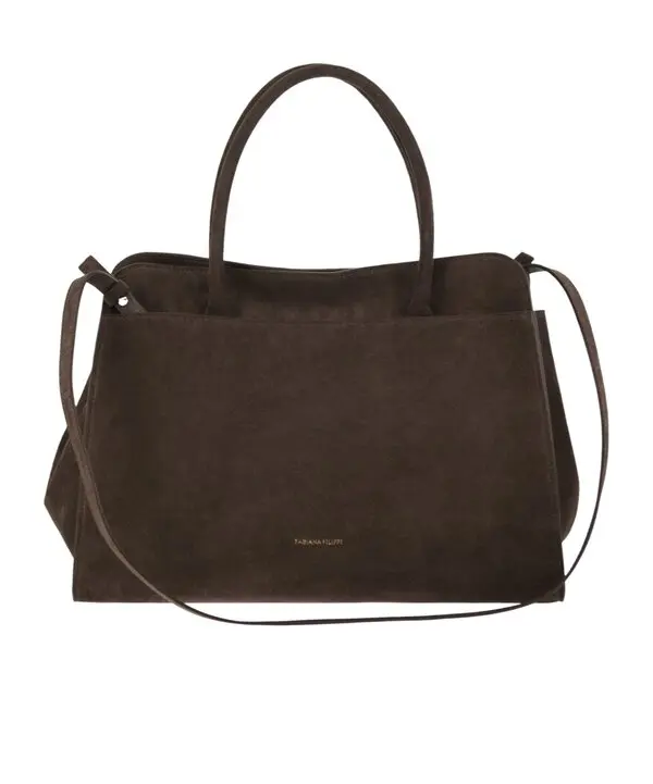 Fabiana Filippi Suede Leather Tote Bag With Clasp - Black