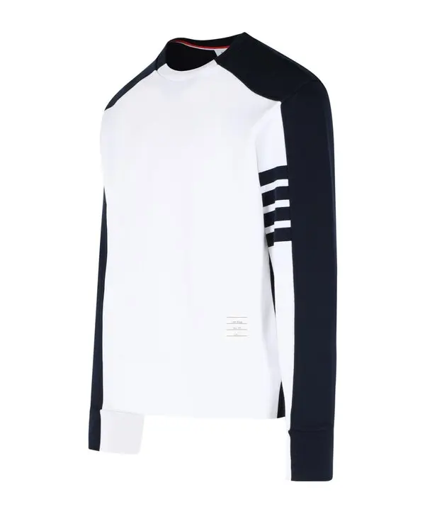 Thom Browne Tricolor Grosgrain Label Sweatshirt - White
