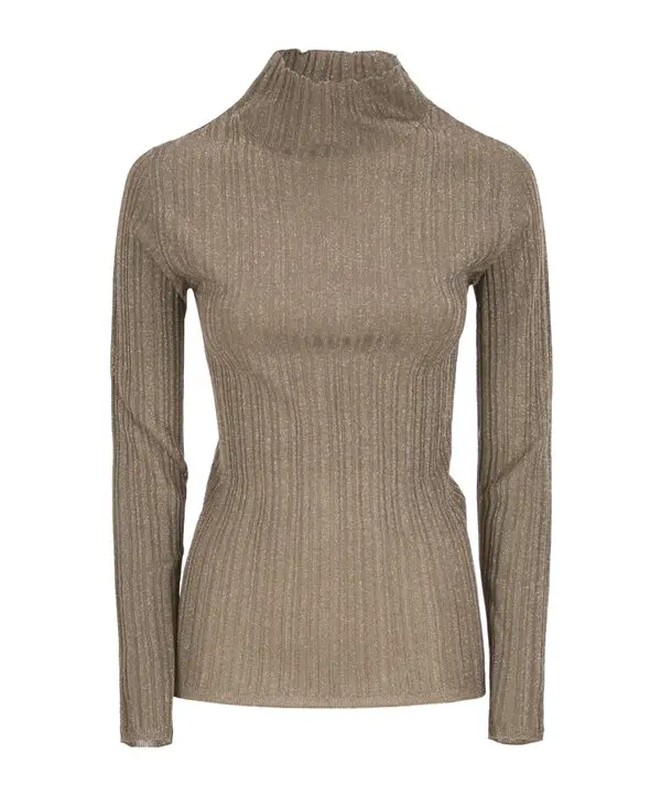 Fabiana Filippi Long-sleeve High-neck Knit Top - Gray