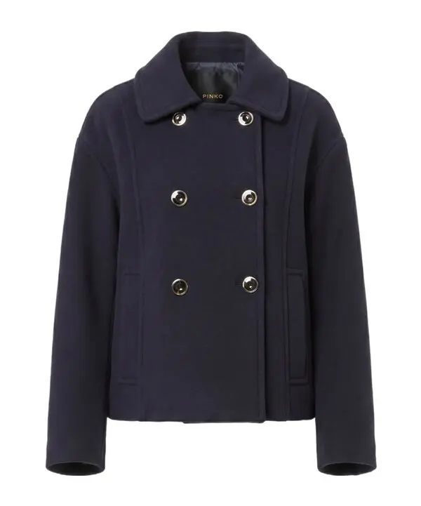 Pinko Double-breasted Lapel Collar Coat - Black