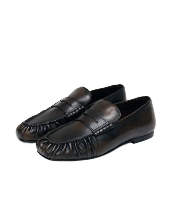 ALOHAS Aven Vintage Effect Leather Loafers