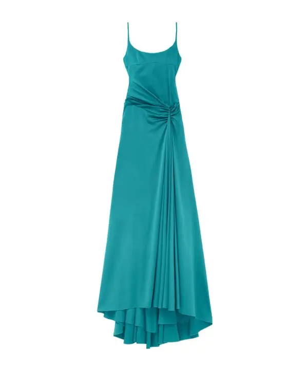 Alexander McQueen Gathered-detail Sleeveless Maxi Dress - Blue