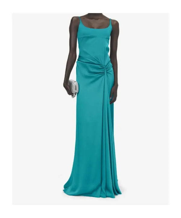 Alexander McQueen Gathered-detail Sleeveless Maxi Dress