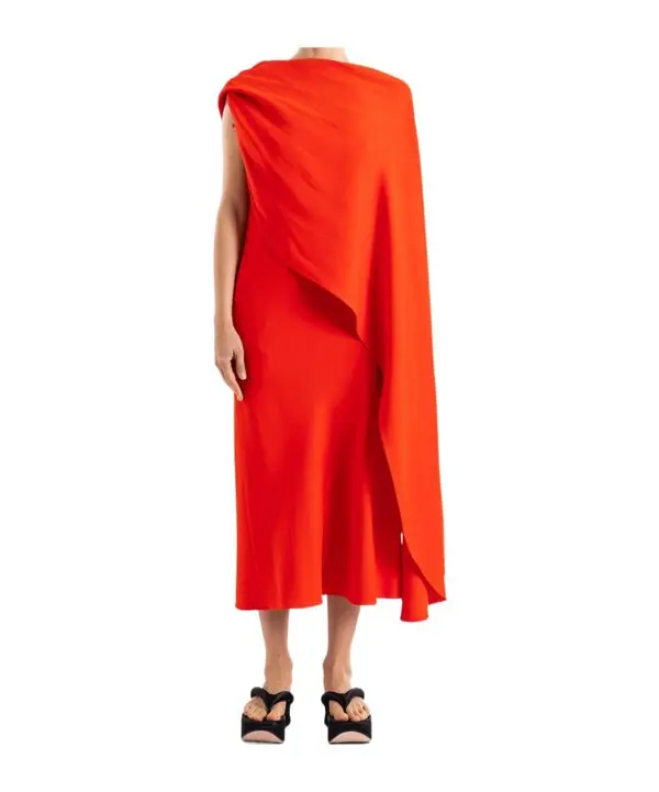 Balenciaga Draped Asymmetric Dress - Red