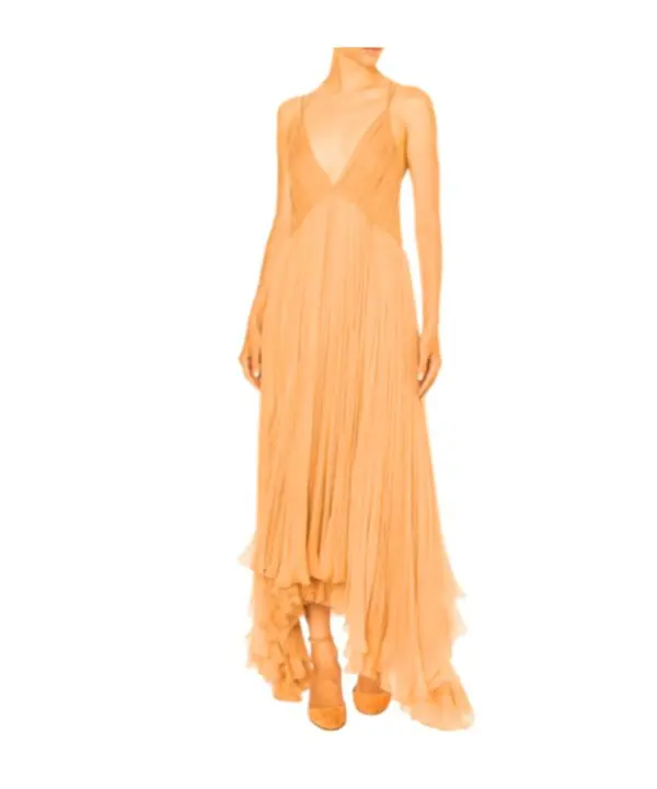 Alberta Ferretti Pleated Long Skirt - Orange