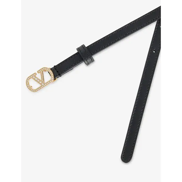 Valentino Garavani Vlogo Rhinestone-buckle Leather Belt
