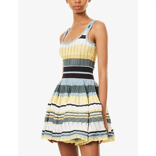 Alaïa Scoop-neck Crinoline Ribbed-knit Mini Dress