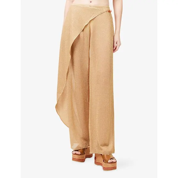 Oseree Lumiere Beads Metallic Knit Trousers
