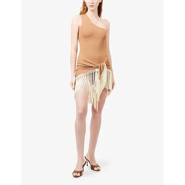 TALLER MARMO Asymmetric Swimsuit With Fringed Sarong