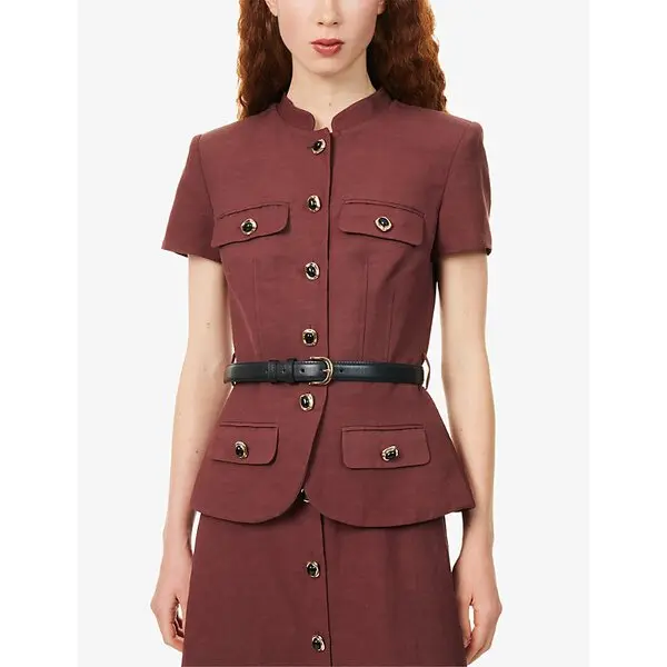SELF-PORTRAIT Peplum Woven Midi Dress