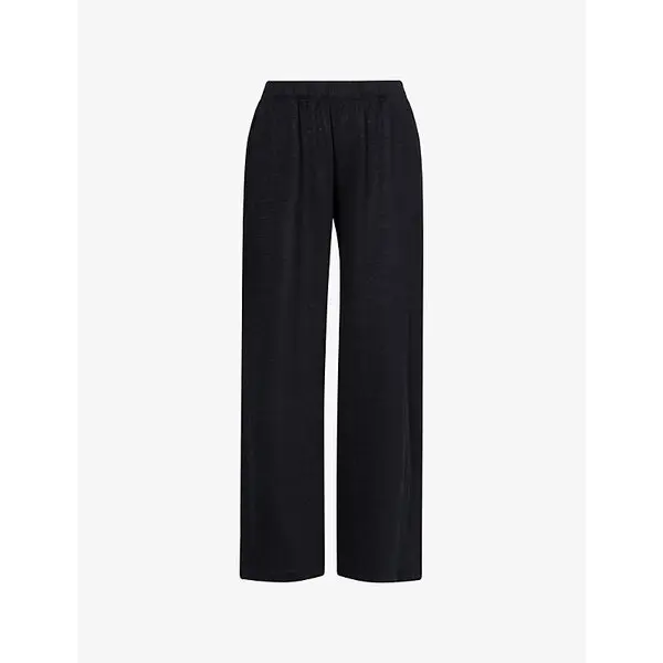 Eberjey High-waist Wide-leg Linen Trousers - Black