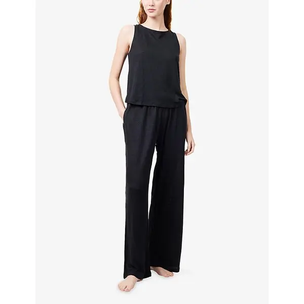 Eberjey High-waist Wide-leg Linen Trousers