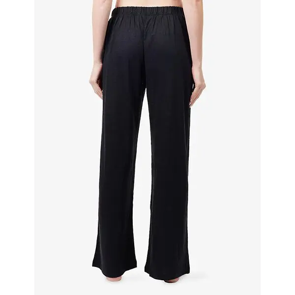 Eberjey High-waist Wide-leg Linen Trousers