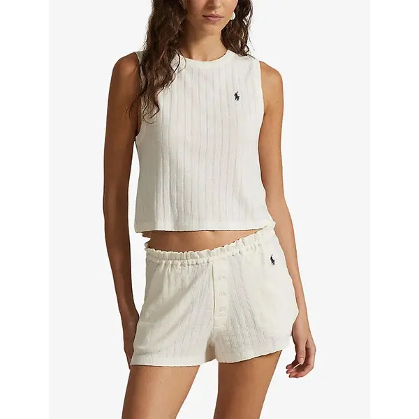 Polo Ralph Lauren Pointelle Logo-embroidery Cotton Pyjama Set - Egret