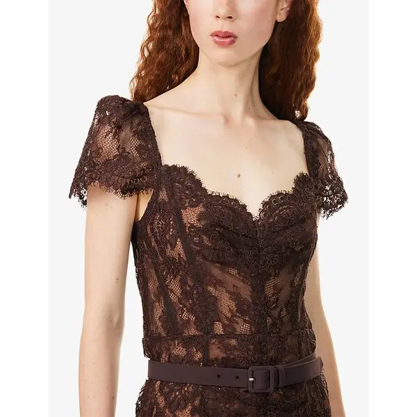 SELF-PORTRAIT Floral Lace Midi Dress