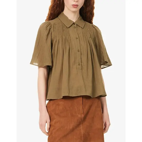 ME+EM Short-sleeve Cotton Swing Blouse