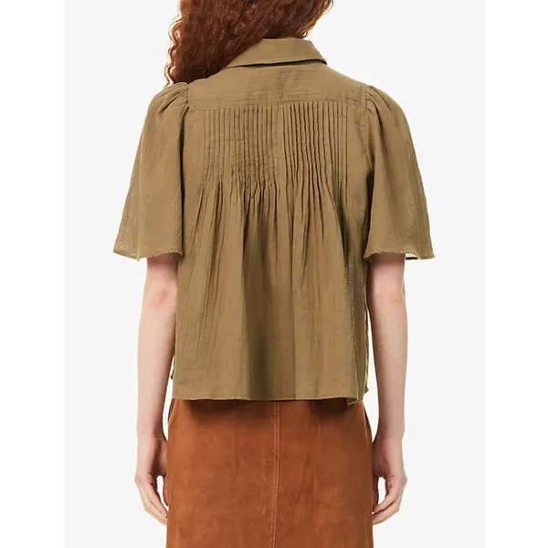ME+EM Short-sleeve Cotton Swing Blouse