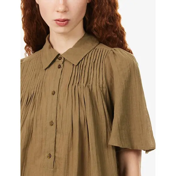 ME+EM Short-sleeve Cotton Swing Blouse