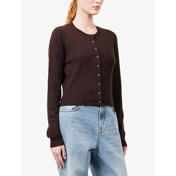 ADANOLA Snap-button Cropped Knit Cardigan