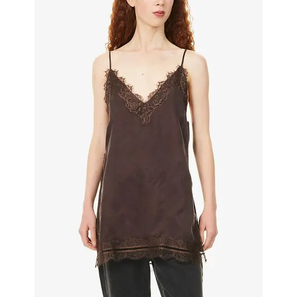 Dissh Andrea Lace-trim Cupro Top