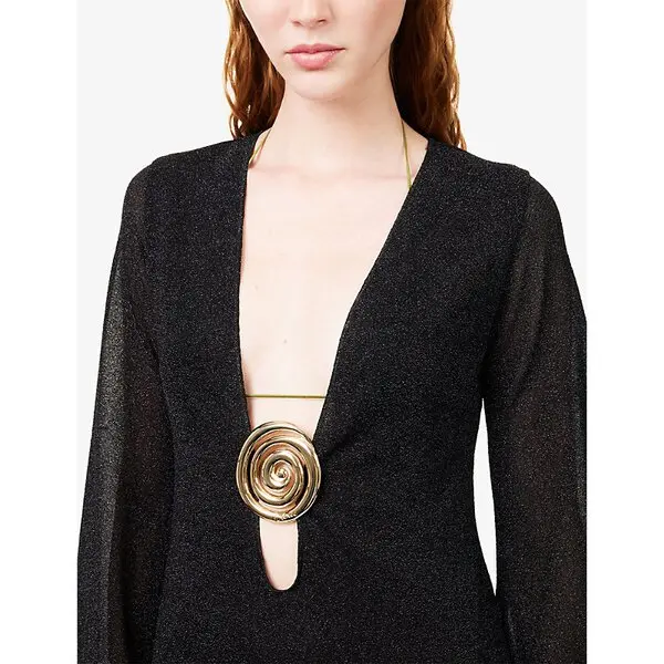 Oseree Lumiere Spiral Metallic-knit Kaftan
