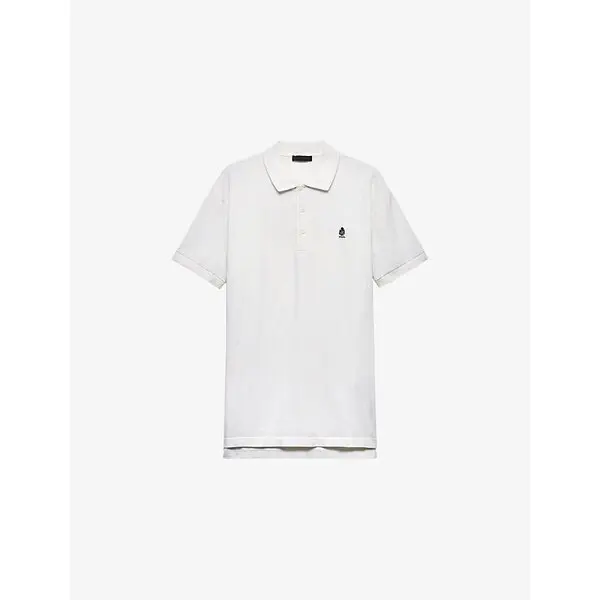 Prada Logo-embroidered Slim-fit Cotton Polo Shirt - Neutral