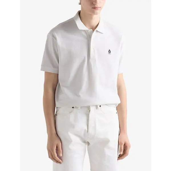 Prada Logo-embroidered Slim-fit Cotton Polo Shirt