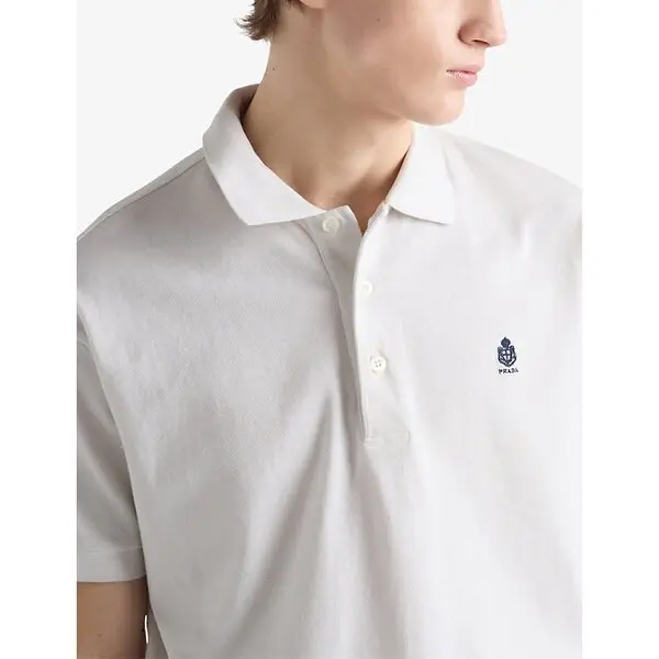 Prada Logo-embroidered Slim-fit Cotton Polo Shirt