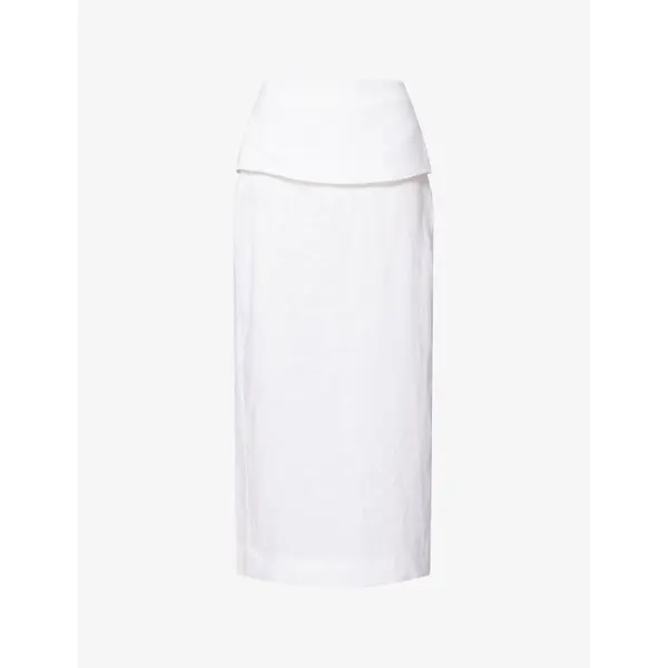 Dissh Yara Fold-over Linen Midi Skirt