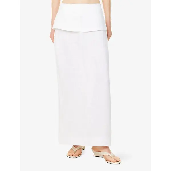 Dissh Yara Fold-over Linen Midi Skirt