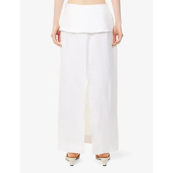 Dissh Yara Fold-over Linen Midi Skirt