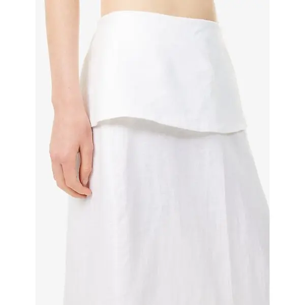 Dissh Yara Fold-over Linen Midi Skirt
