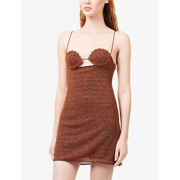 Oseree Lumiere Shell Metallic Knit Dress