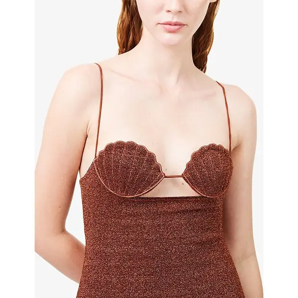 Oseree Lumiere Shell Metallic Knit Dress