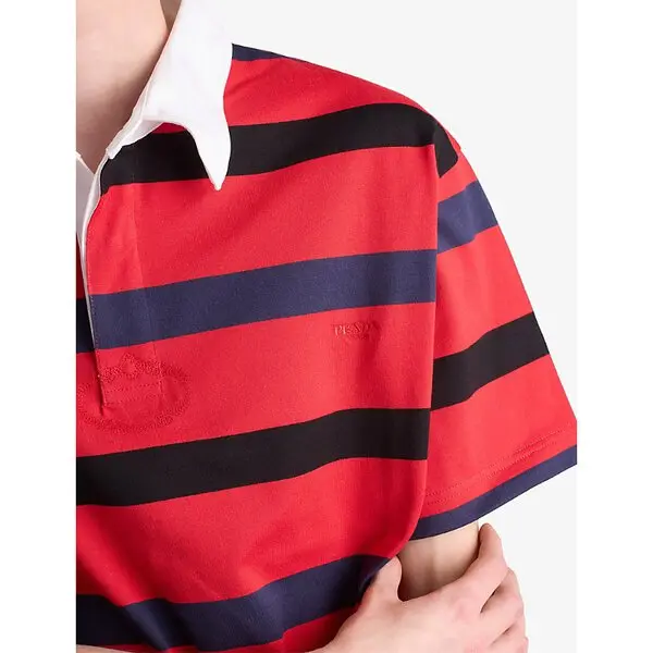 Prada Striped Oversized-fit Cotton Polo Shirt