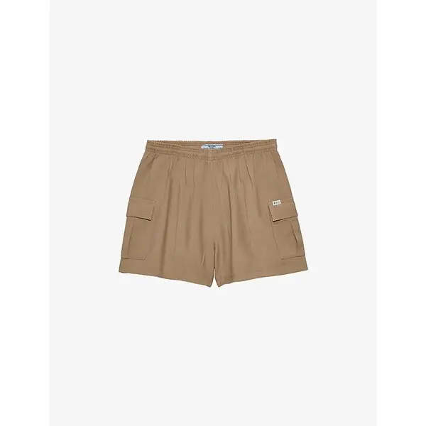 Prada Flap-pocket Elasticated-waist Wool Shorts - Brown