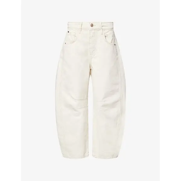 Free People Good Luck Mid-rise Barrel Denim Jeans - Milk