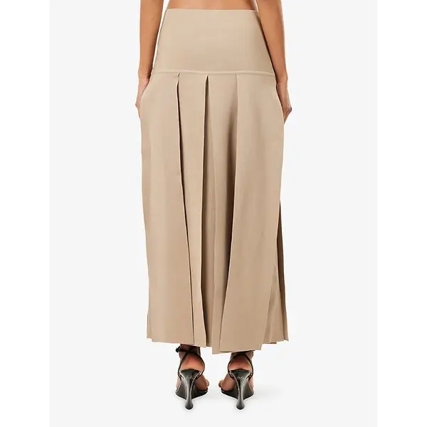 Alaïa Pleated Silk-blend Midi Skirt