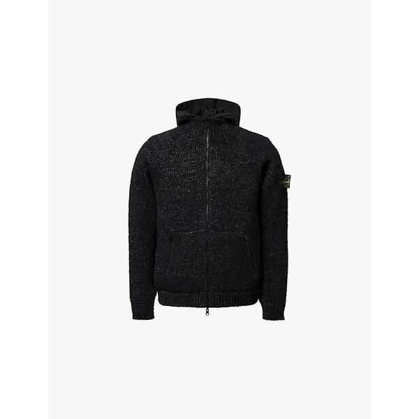 Stone Island Reversible Full-zip Cotton-nylon Knit Jumper - Black