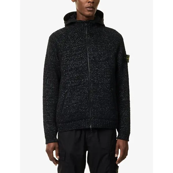 Stone Island Reversible Full-zip Cotton-nylon Knit Jumper