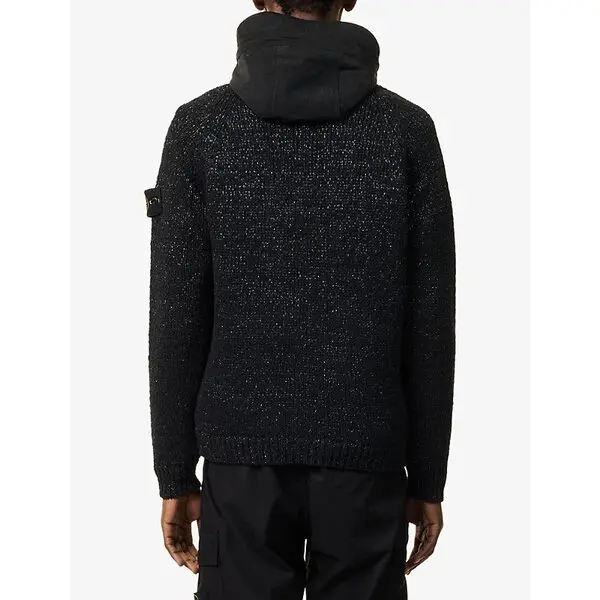 Stone Island Reversible Full-zip Cotton-nylon Knit Jumper