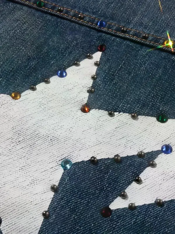 A BATHING APE Crystal Embellished Denim Jacket